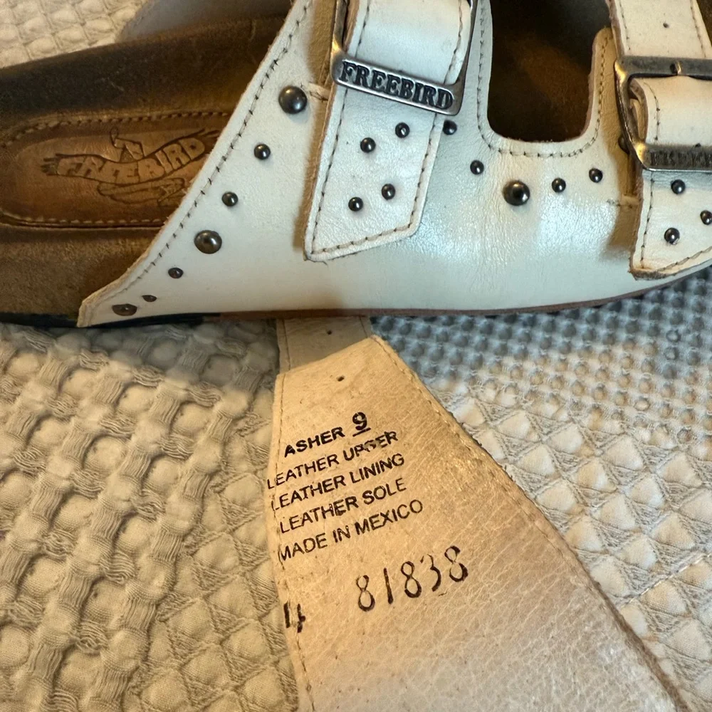 freebird | Shoes | Freebird White Studded Double Buckle Slide Sandals ...
